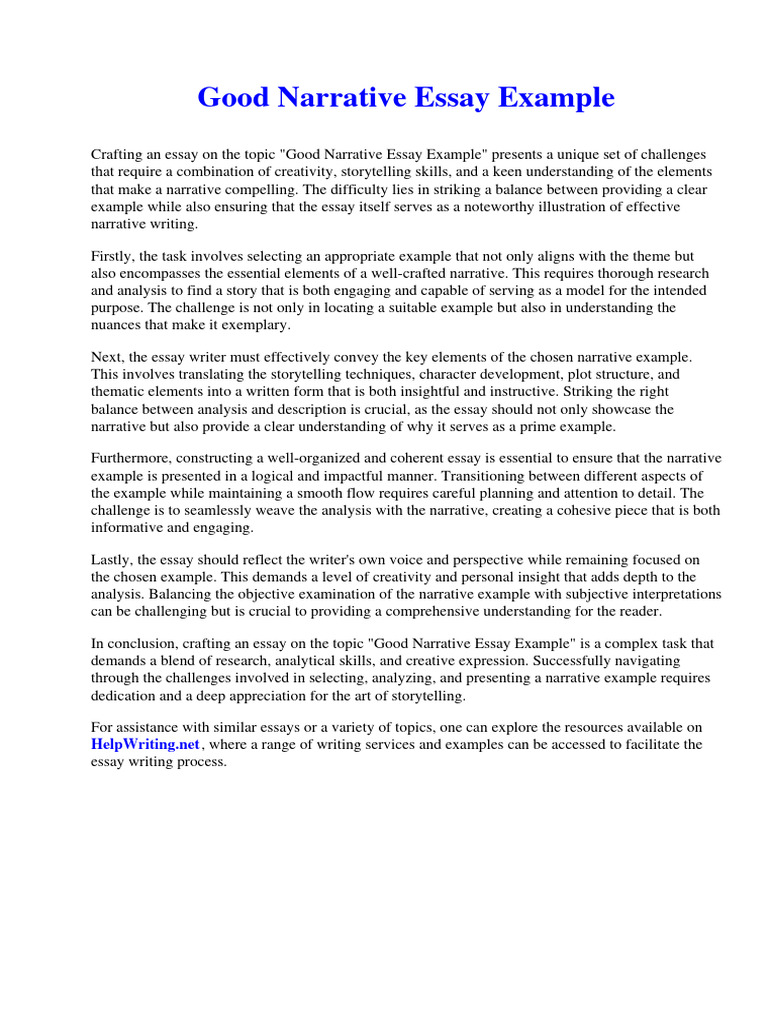 Good Narrative Essay Example | PDF | Narrative | Essays