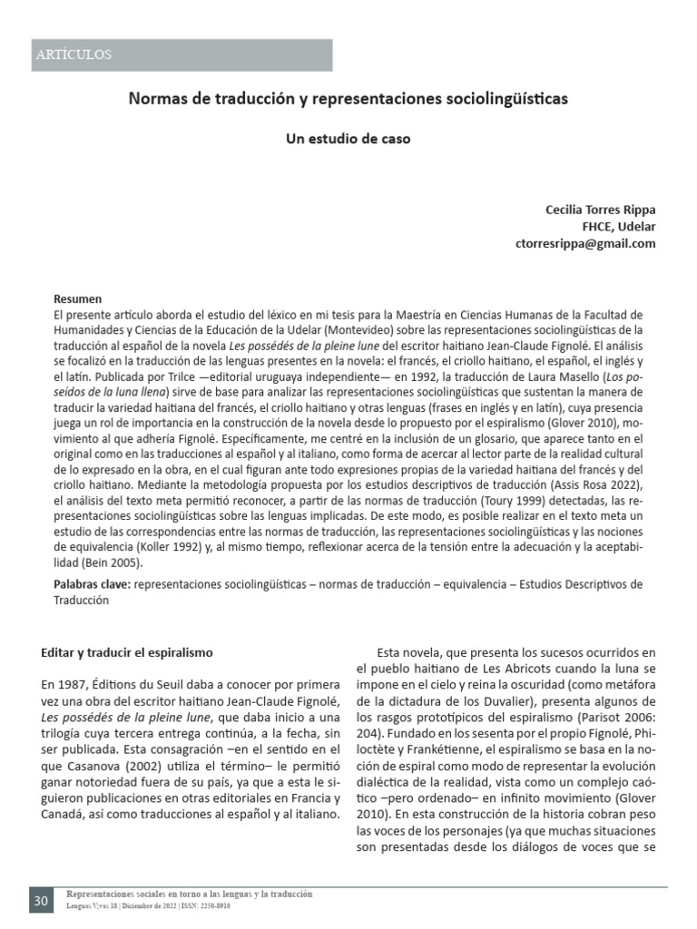 Torres Rippa - Normas - de - Traduccion - y - Representaciones | PDF ...