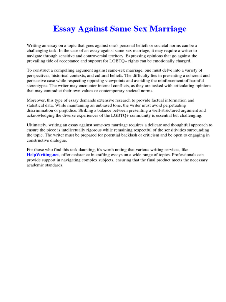 Essay Against Same Sex Marriage Pdf Arabs Experience 8016