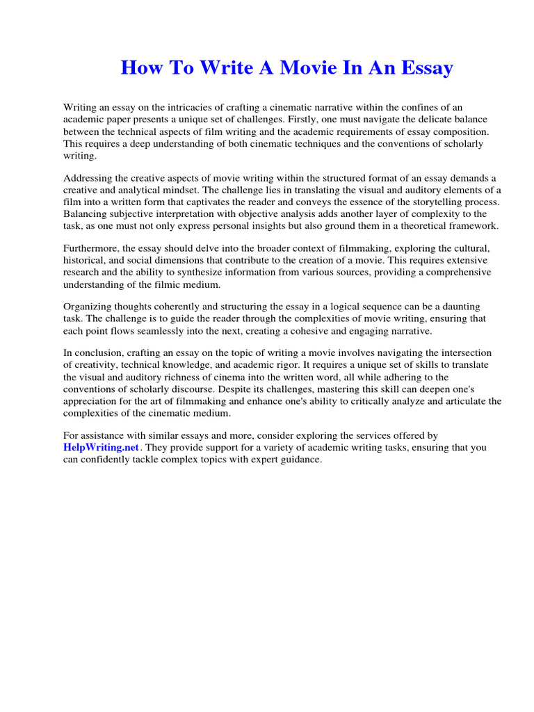 How To Write A Movie in An Essay | PDF | Essays | Internal Audit