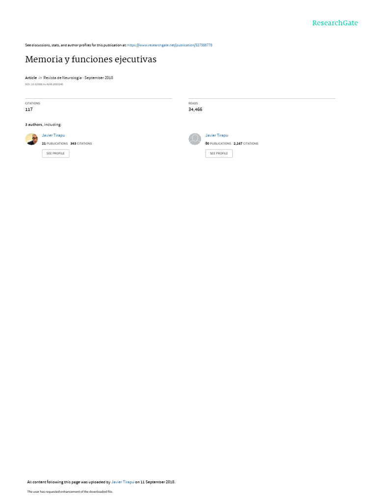 Memoria y Funciones Ejecutivas1 | PDF | Memoria | Funciones ejecutivas