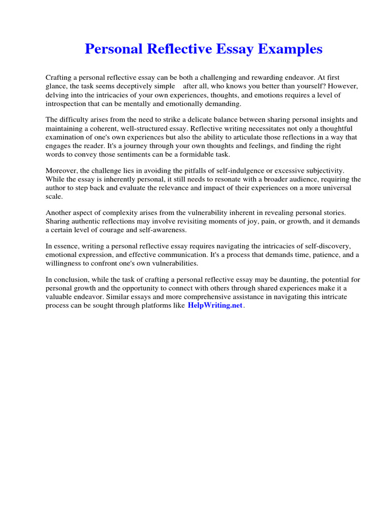 Personal Reflective Essay Examples | PDF | Mind | René Descartes