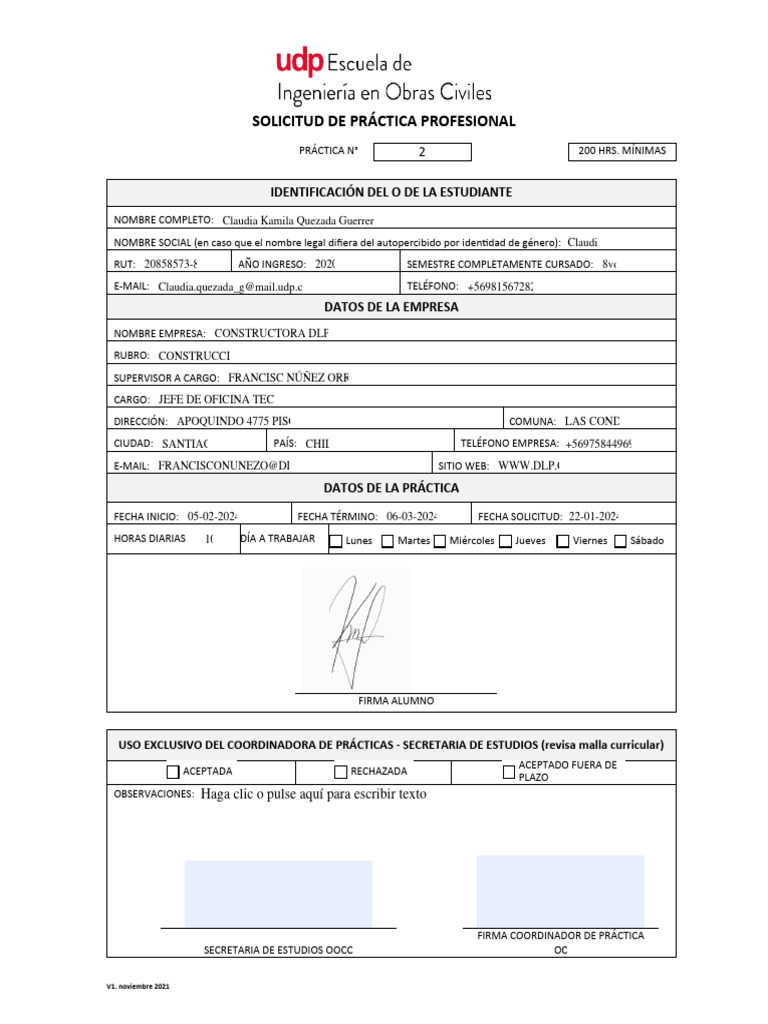 Formulario Práctica 2 Claudia Quezada | PDF