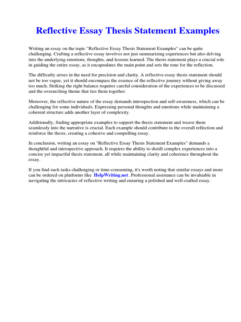 Reflective Essay Thesis Statement Examples | PDF | Gross Domestic ...