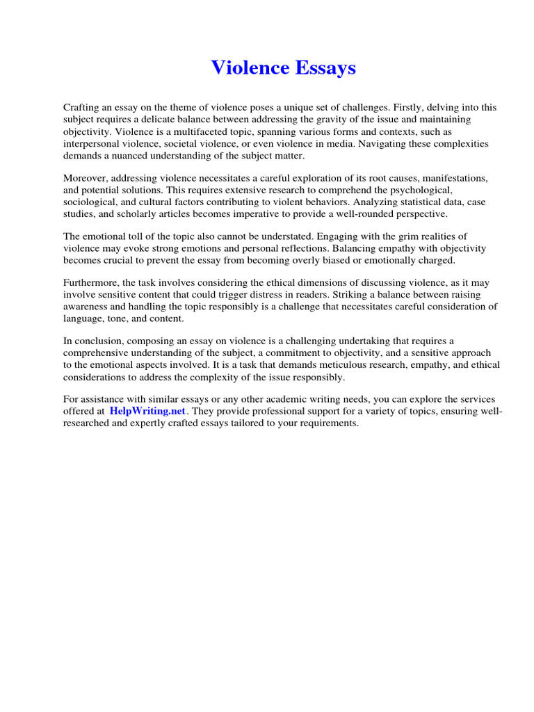 Violence Essays | PDF | Violence | W. B. Yeats