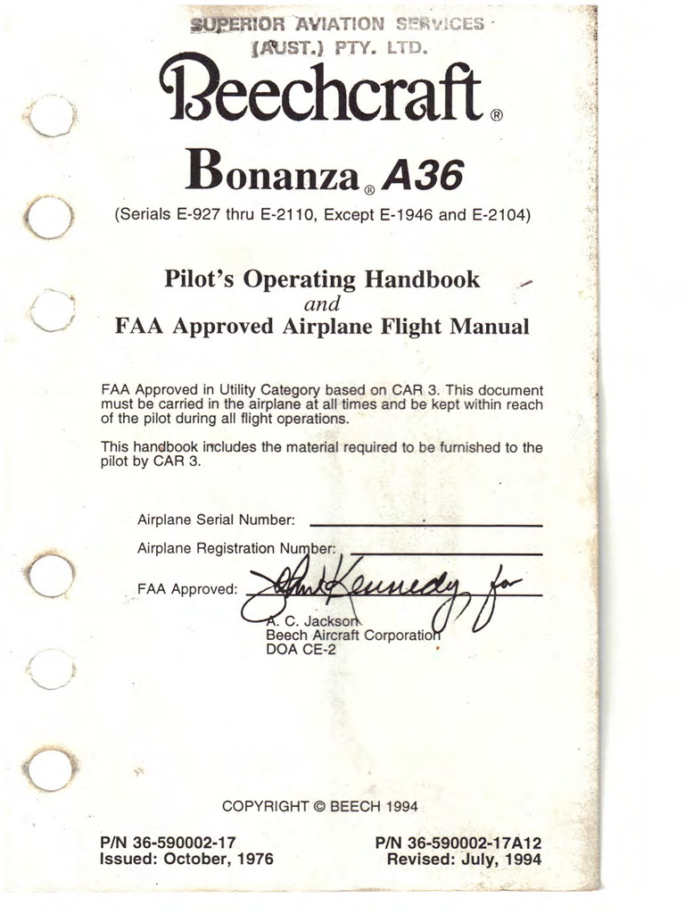 POH_BE36A_Bonanza_1976 | PDF