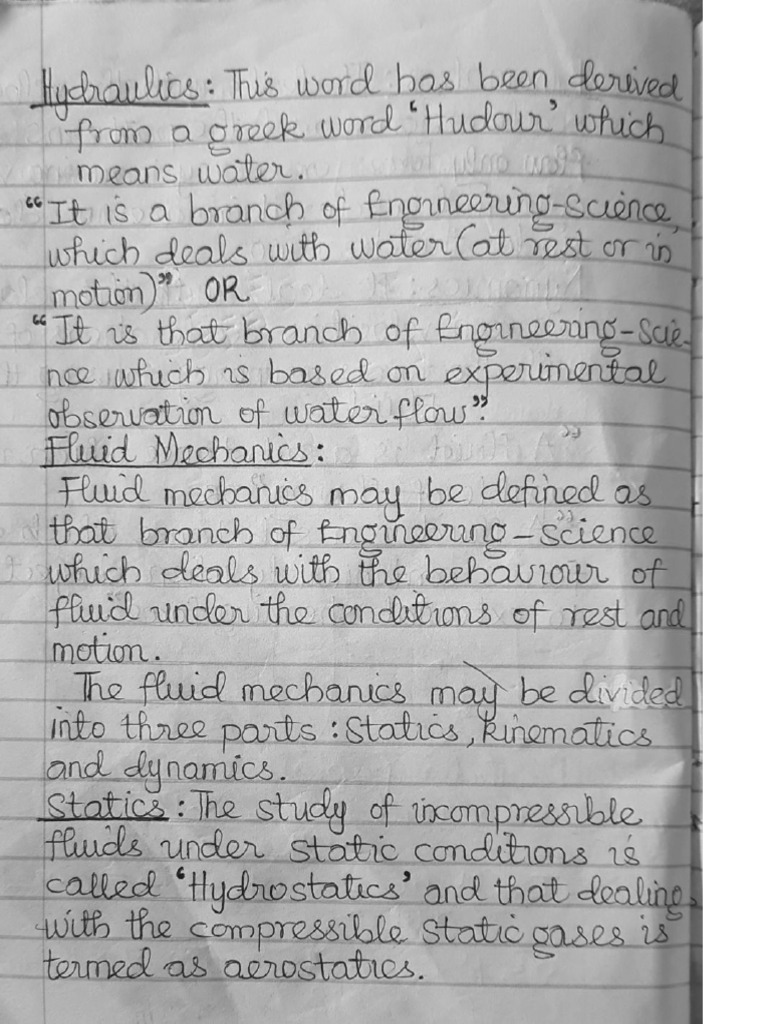 (CIE 214) Fluid Mechanics Note PDF | PDF