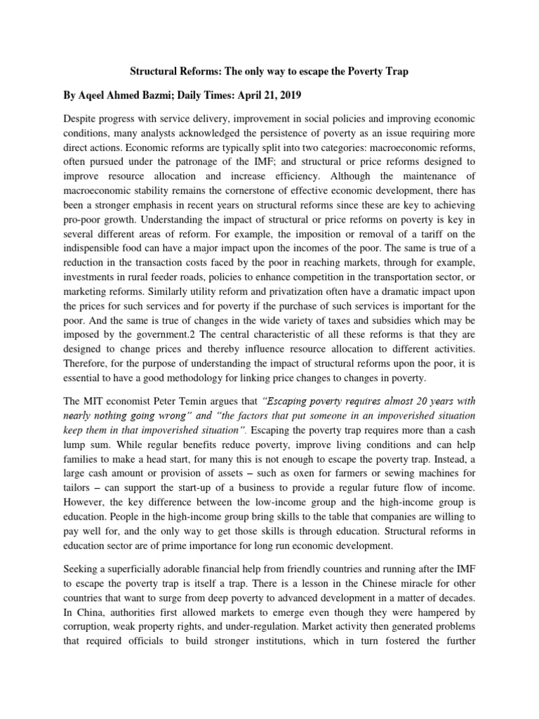 Structural Reforms-The Only Way To Escape The Poverty Trap | PDF Structural Reforms-The Only Way To Escape The Poverty Trap | PDF