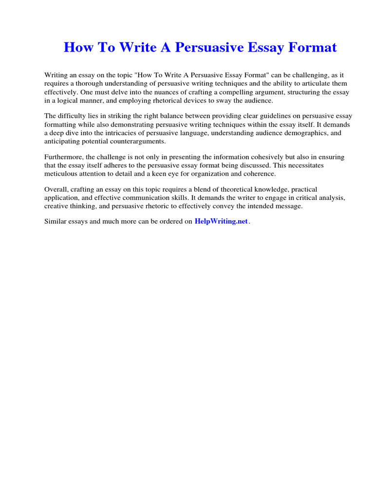 How To Write A Persuasive Essay Format | PDF | Science & Mathematics