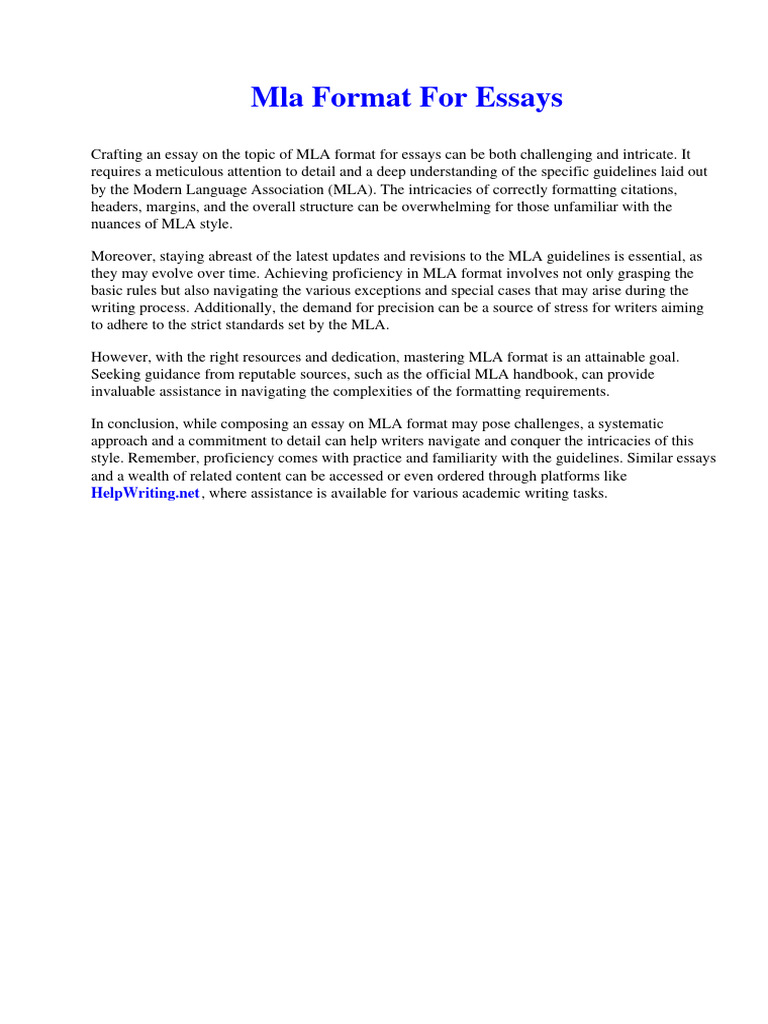 Mla Format For Essays | PDF