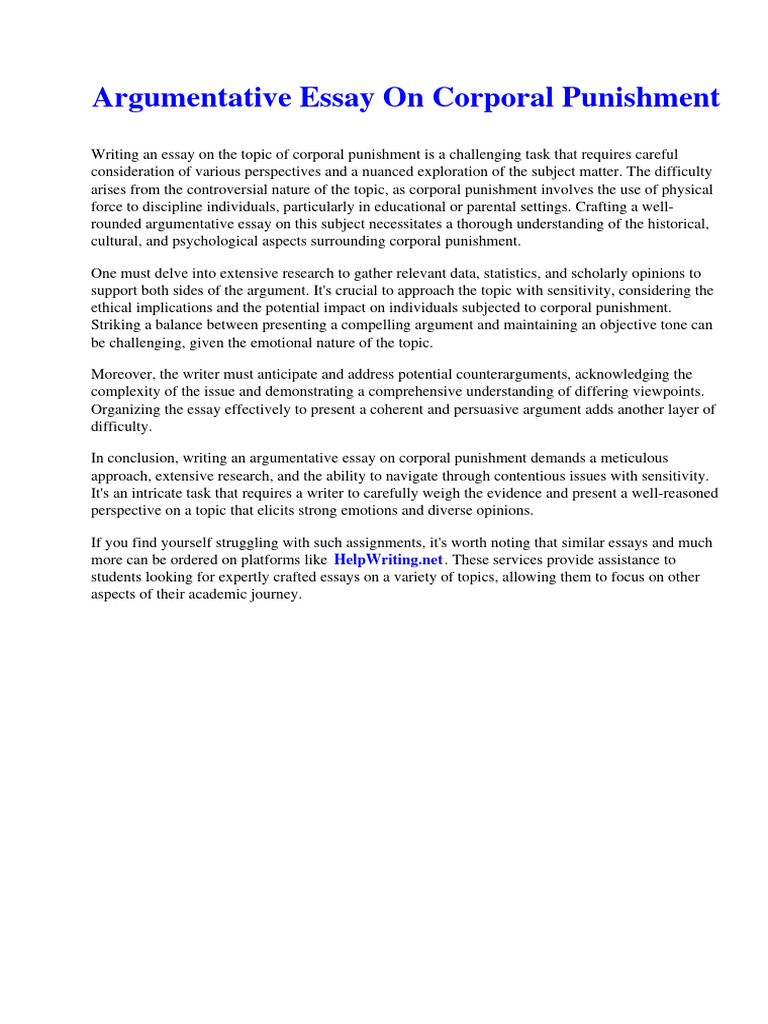 Argumentative Essay On Corporal Punishment | PDF