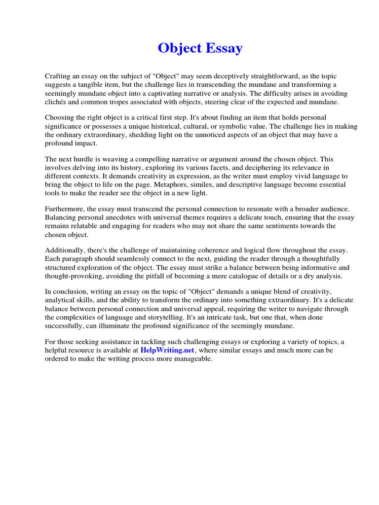 Object Essay | PDF | Essays | Endangered Species