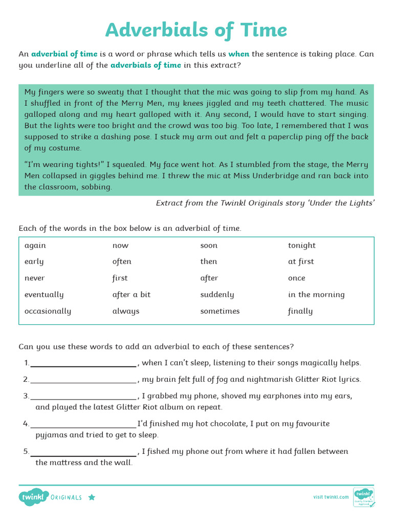 Time Adverbials for Students | PDF | Art | Poetry