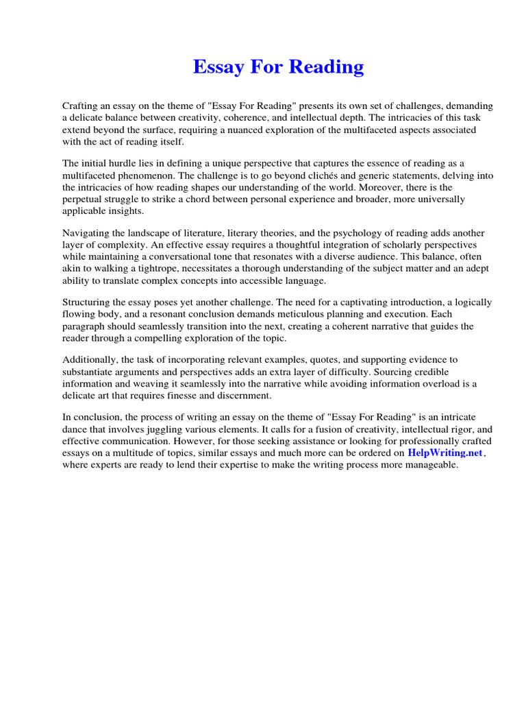 Essay For Reading | PDF