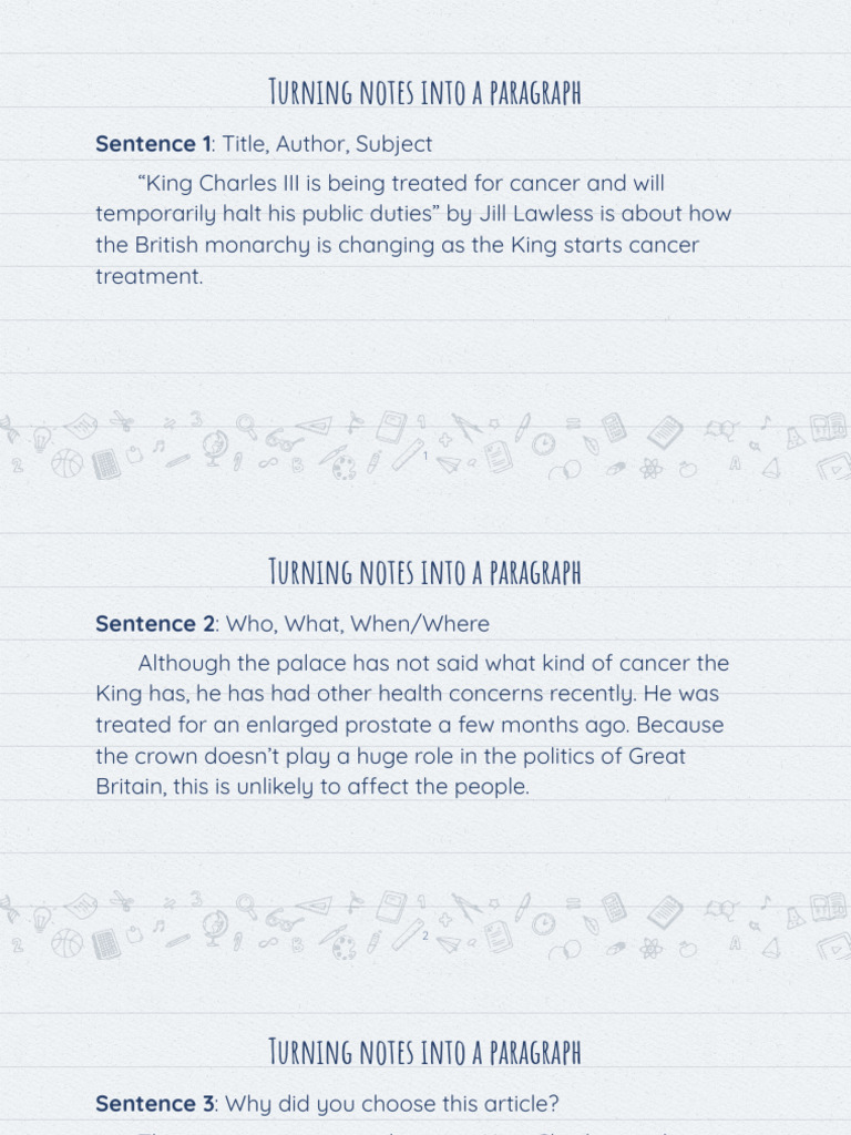 Turning Notes Into A Paragraph | PDF