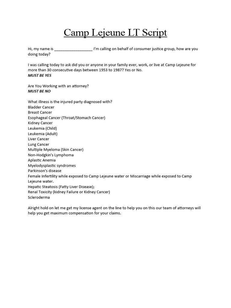 Camp Lejeune LT Script | PDF