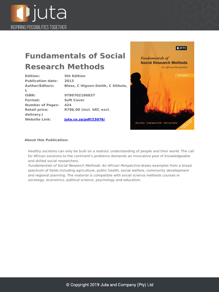 Fundamentals of Social Research Methods: Juta - Co.za/pdf/23076 | PDF