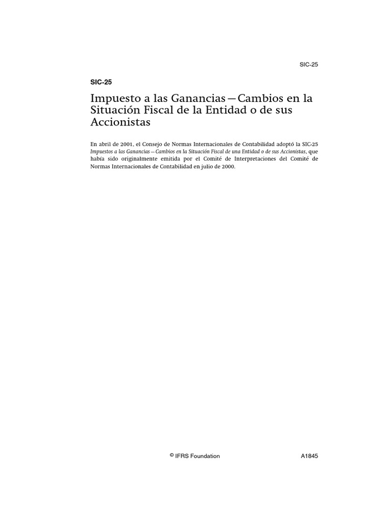 SIC-25 - Impuesto A Las Ganancias-Cambios en La Situación Fiscal de La ...