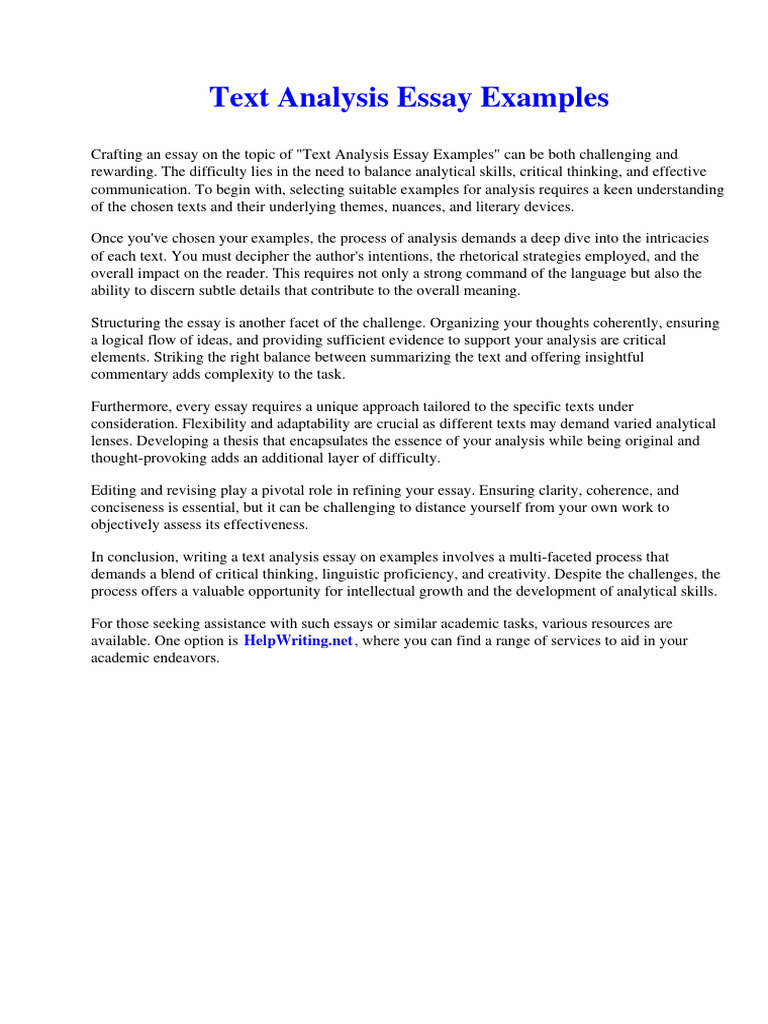 Text Analysis Essay Examples | PDF | Tax Deduction | Expense