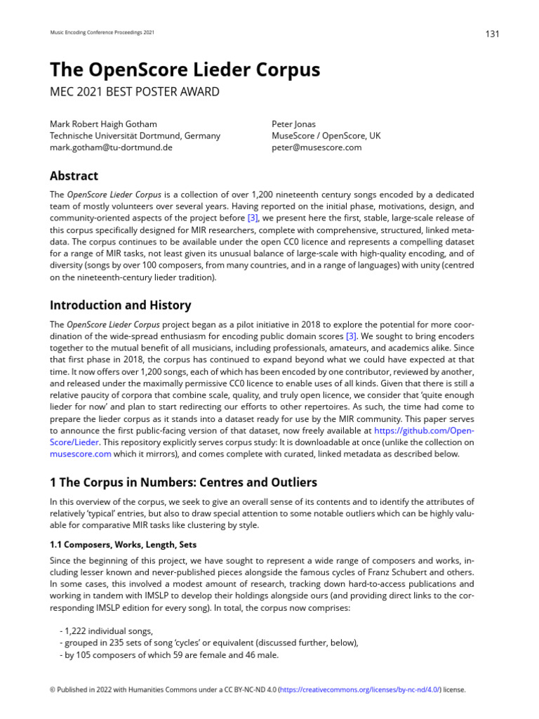 Open Score Lieder Corpus PDF | PDF | Computer File | Computing