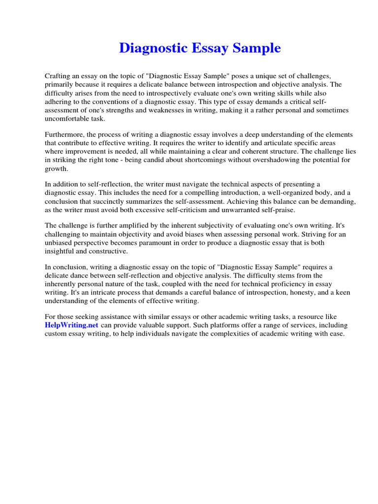Diagnostic Essay Sample | PDF Diagnostic Essay Sample | PDF