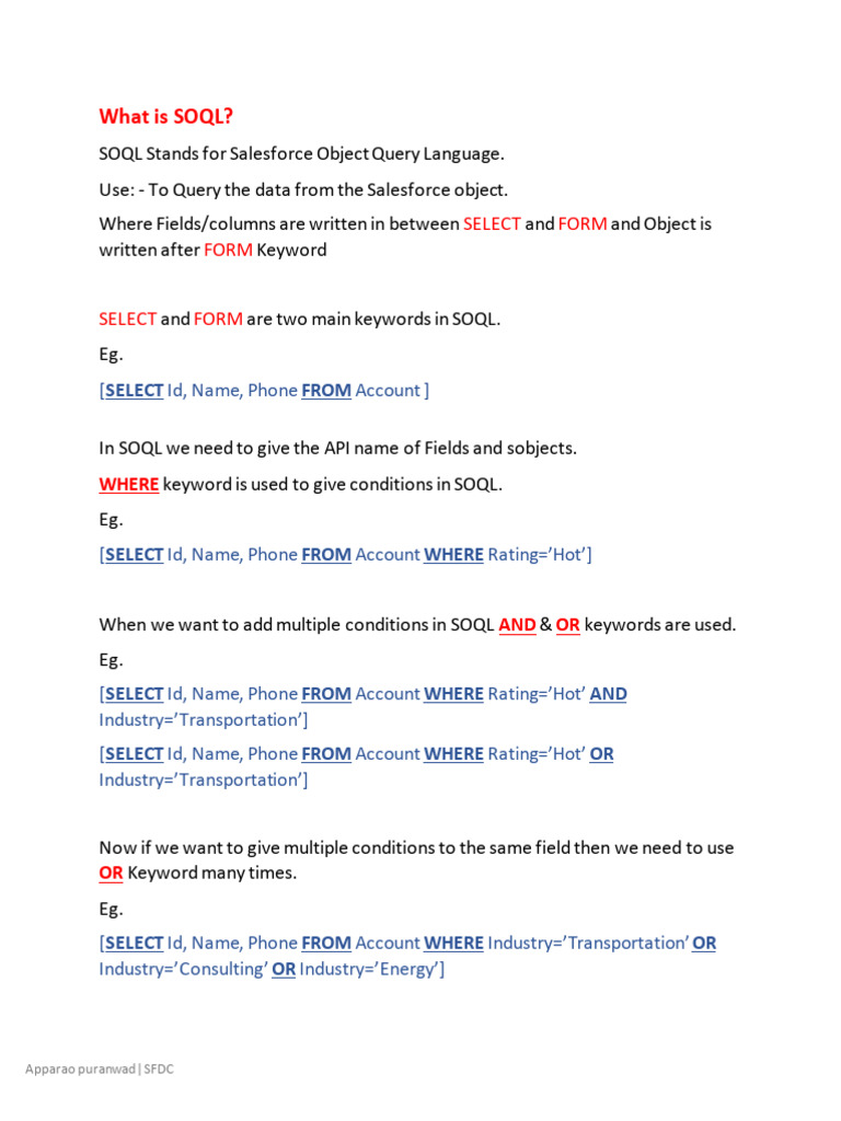 Soql 1670482386 | PDF | Computer Programming | Computing Soql 1670482386 | PDF | Computer Programming | Computing