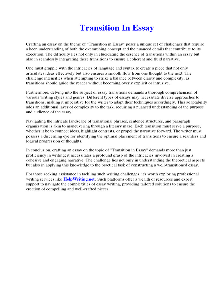 Transition in Essay | PDF | Essays | Dogs