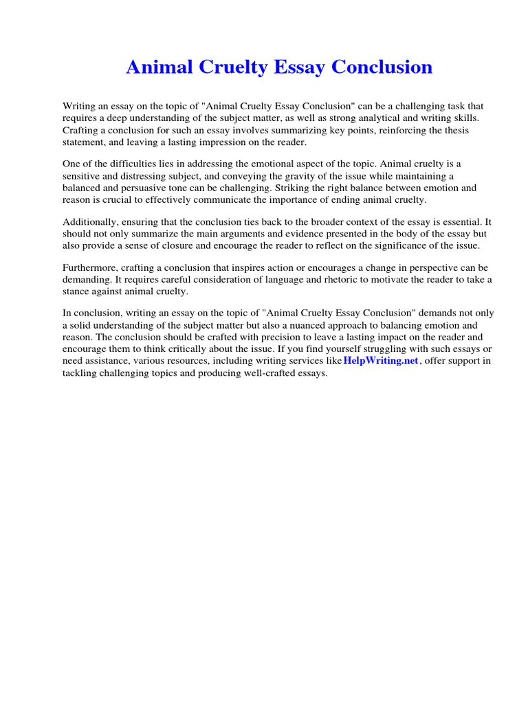 Animal Cruelty Essay Conclusion | PDF | Essays