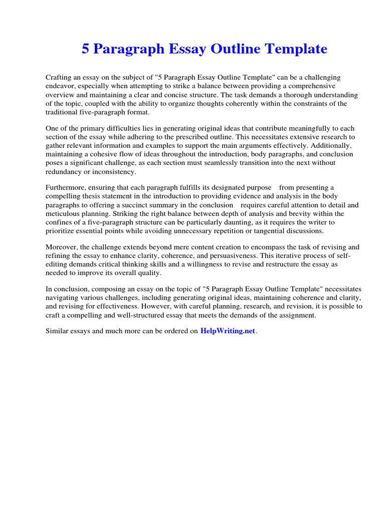 5 Paragraph Essay Outline Template | PDF | Essays | Thought