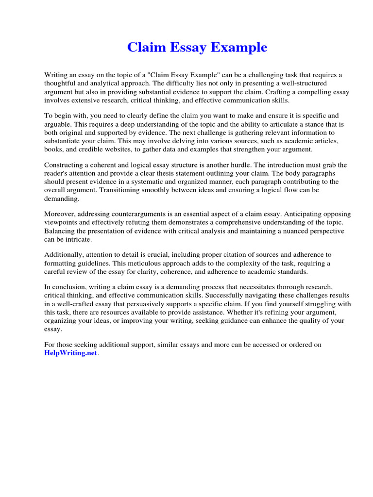 Claim Essay Example | PDF | Unemployment