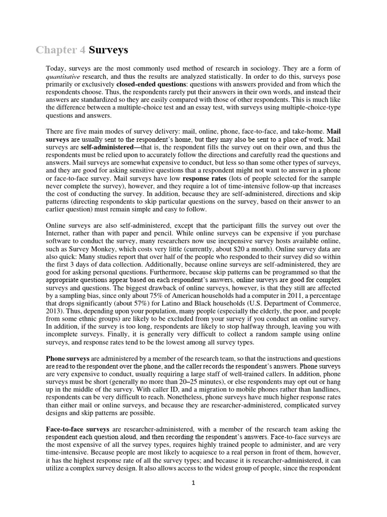 Chapter 4 - Surveys - Real - Research | PDF | Survey Methodology | Level Of Measurement