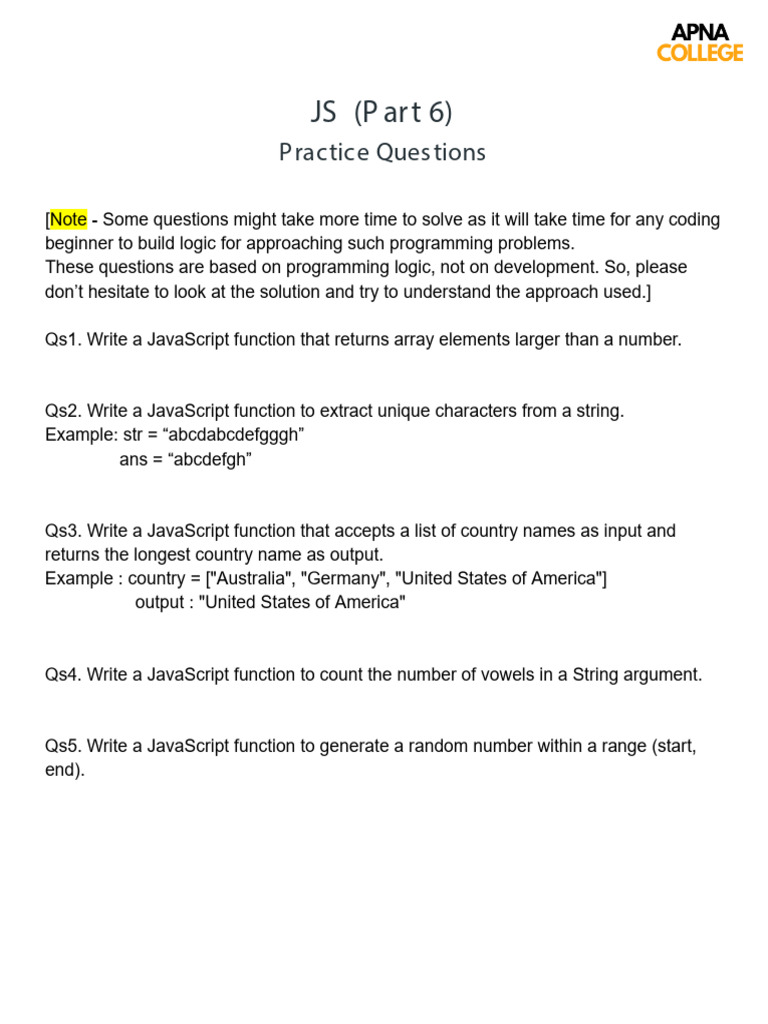 JS Part 6 (QS) | PDF | Teaching Methods & Materials | Computers JS Part 6 (QS) | PDF | Teaching Methods & Materials | Computers