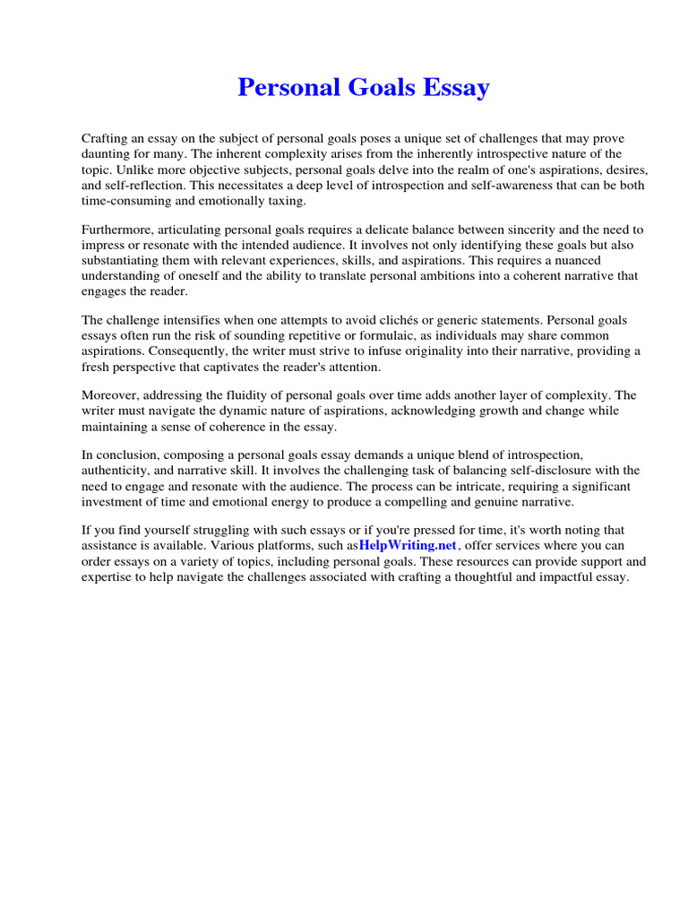 Personal Goals Essay | PDF | Essays | Poetry