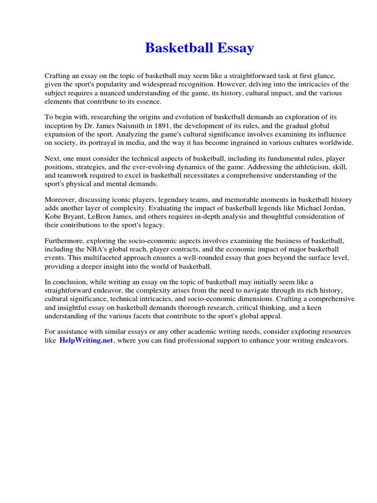 Basketball Essay | PDF