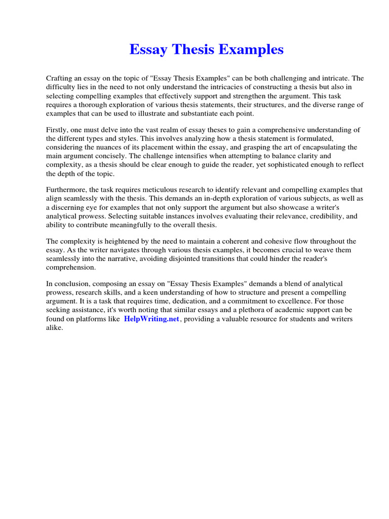 Essay Thesis Examples | PDF