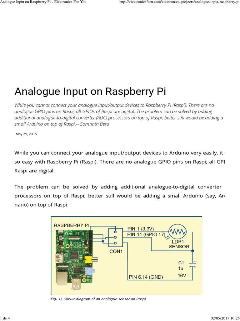 Analogue Input On Raspberry Pi - Electronics For You | PDF | Computers