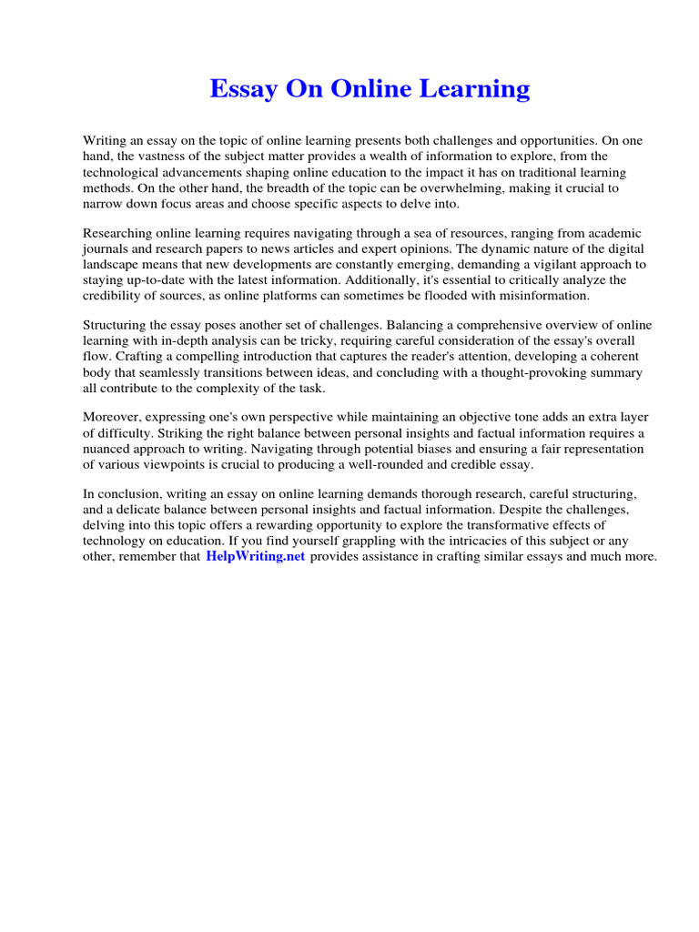Essay On Online Learning | PDF | Sculpture | Essays