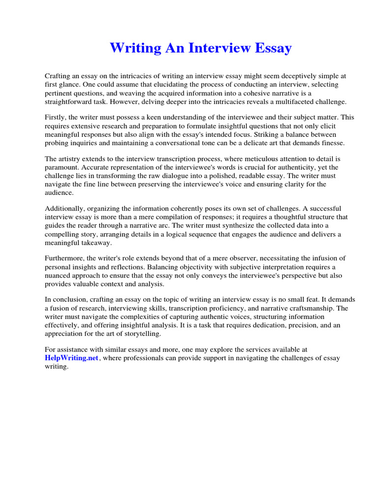 Writing An Interview Essay | PDF