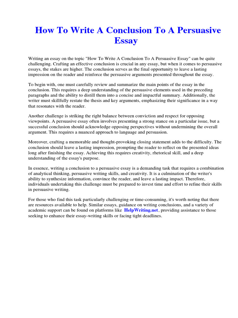 How To Write A Conclusion To A Persuasive Essay | PDF | Lipid Bilayer ...