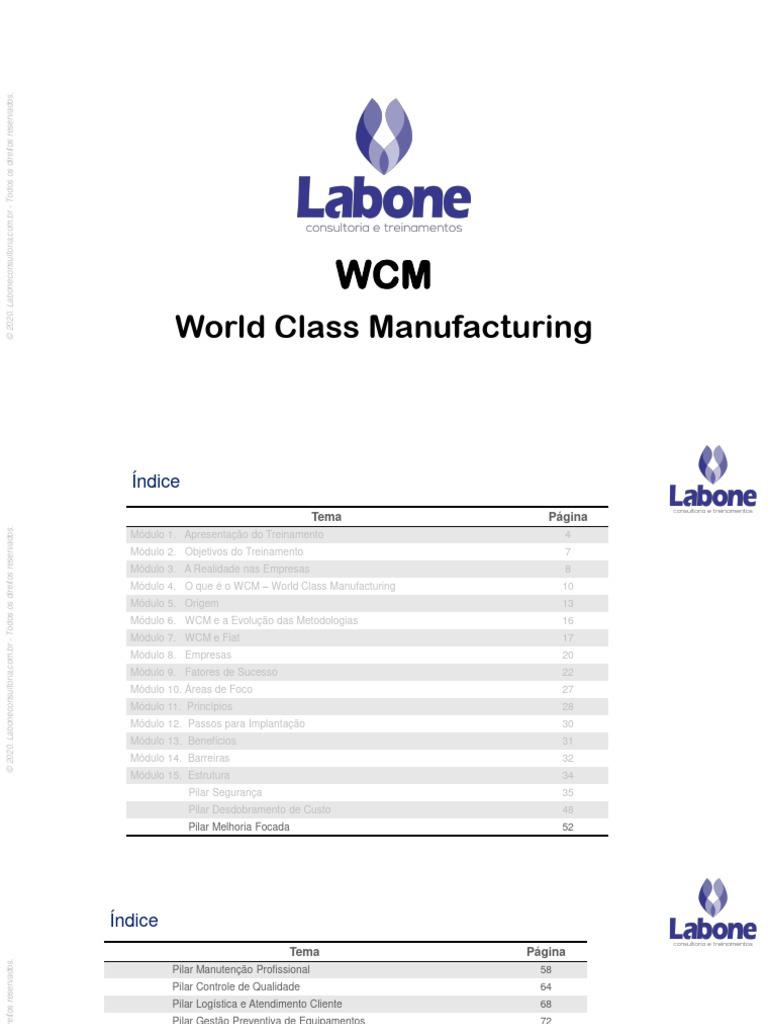 Labone Treinamento de WCM Módulo 2 | PDF | Qualidade (negócios) | Logística