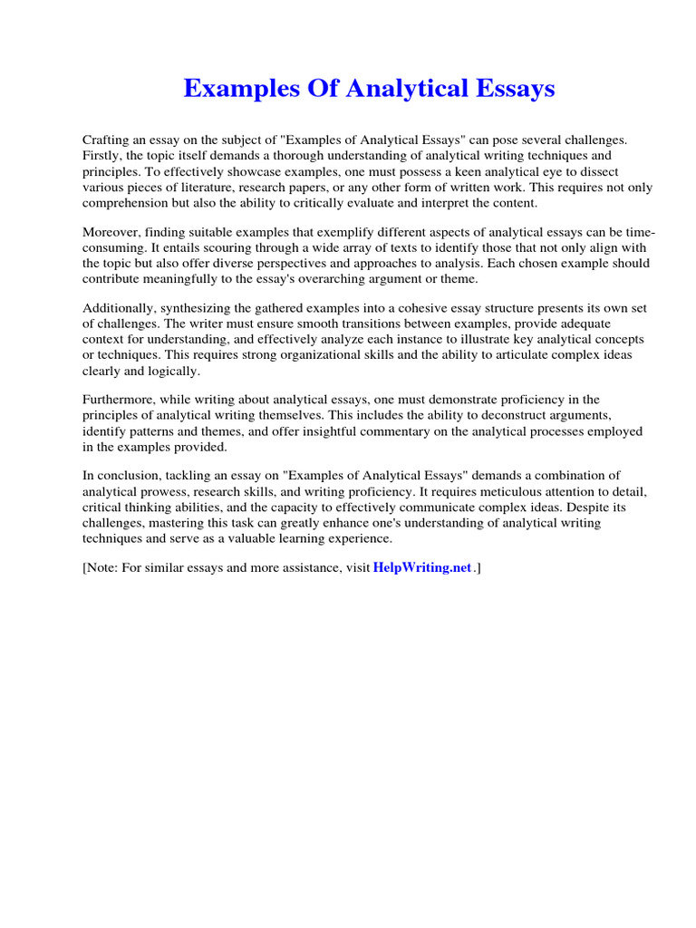 Examples of Analytical Essays | PDF | Essays | You Tube
