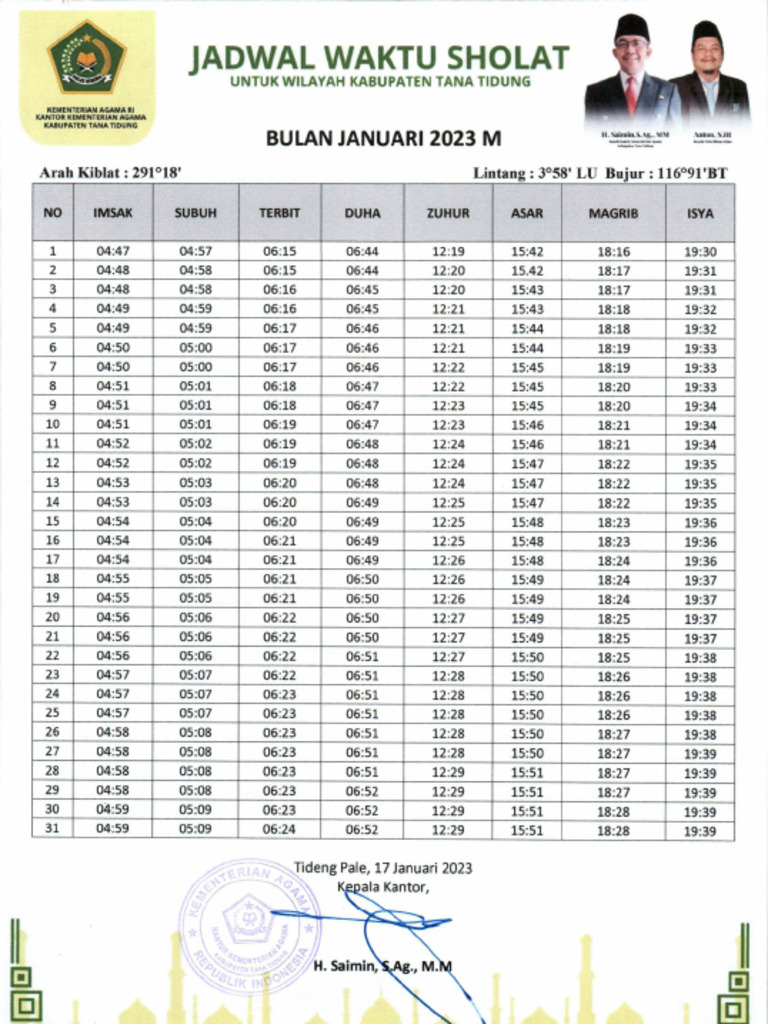 Jadwal Sholat 2023 | PDF