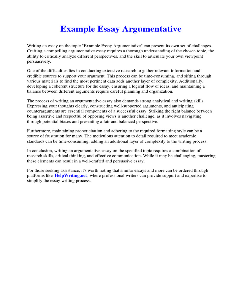 Example Essay Argumentative | PDF | Essays | The Jungle Book