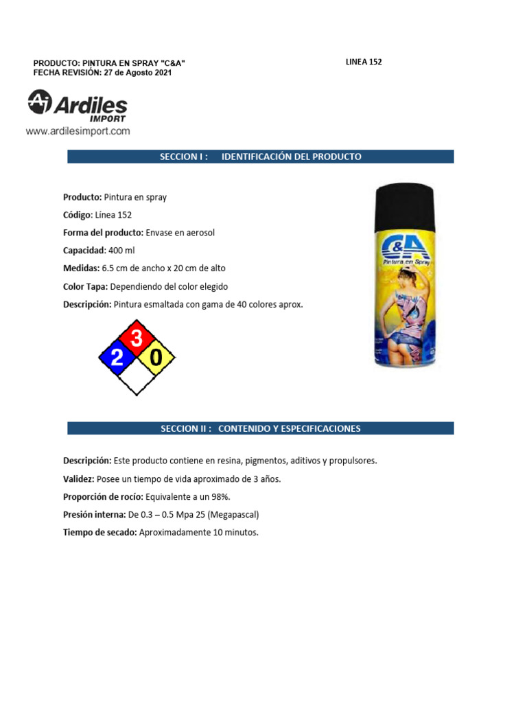 Hojas Msds Spray | PDF | Química | Materiales