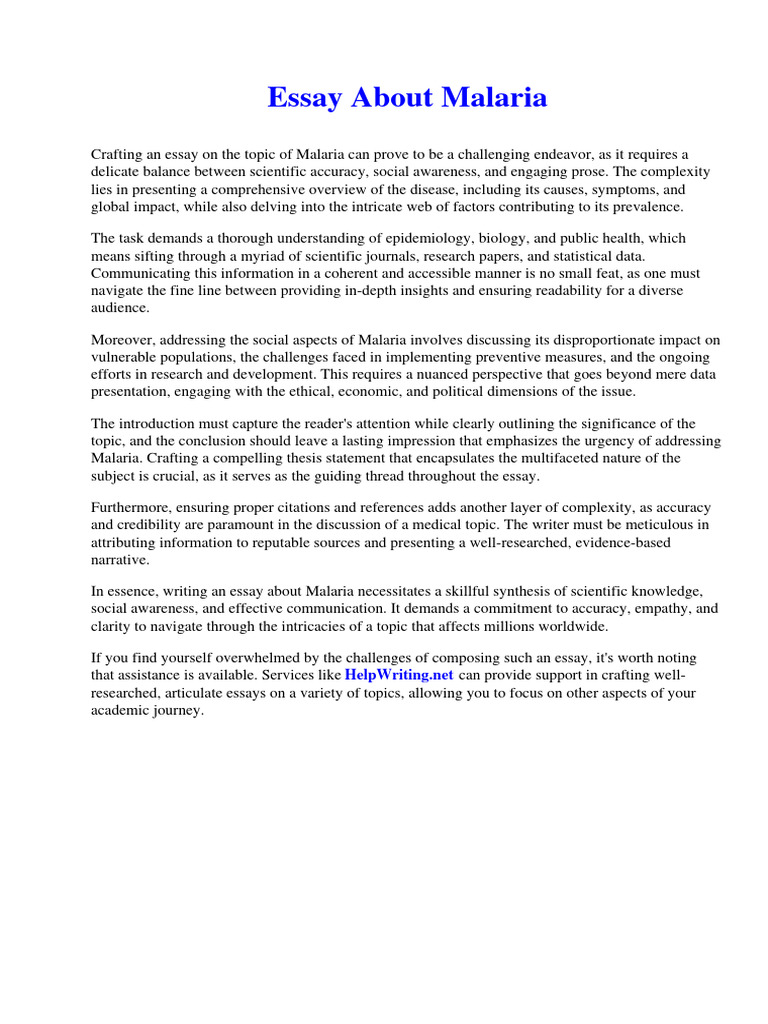 Essay About Malaria | PDF | Statistics | Essays