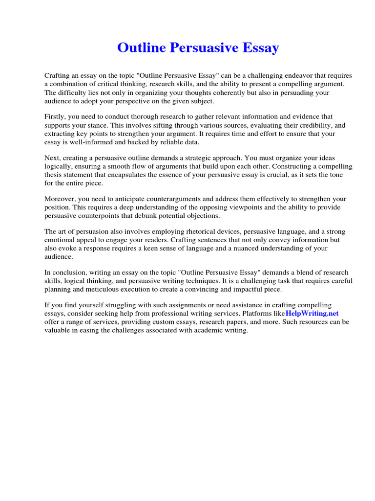 Outline Persuasive Essay | PDF | Persuasion | Essays