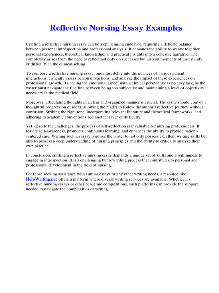 Reflective Nursing Essay Insights | PDF | Essays | Nursing