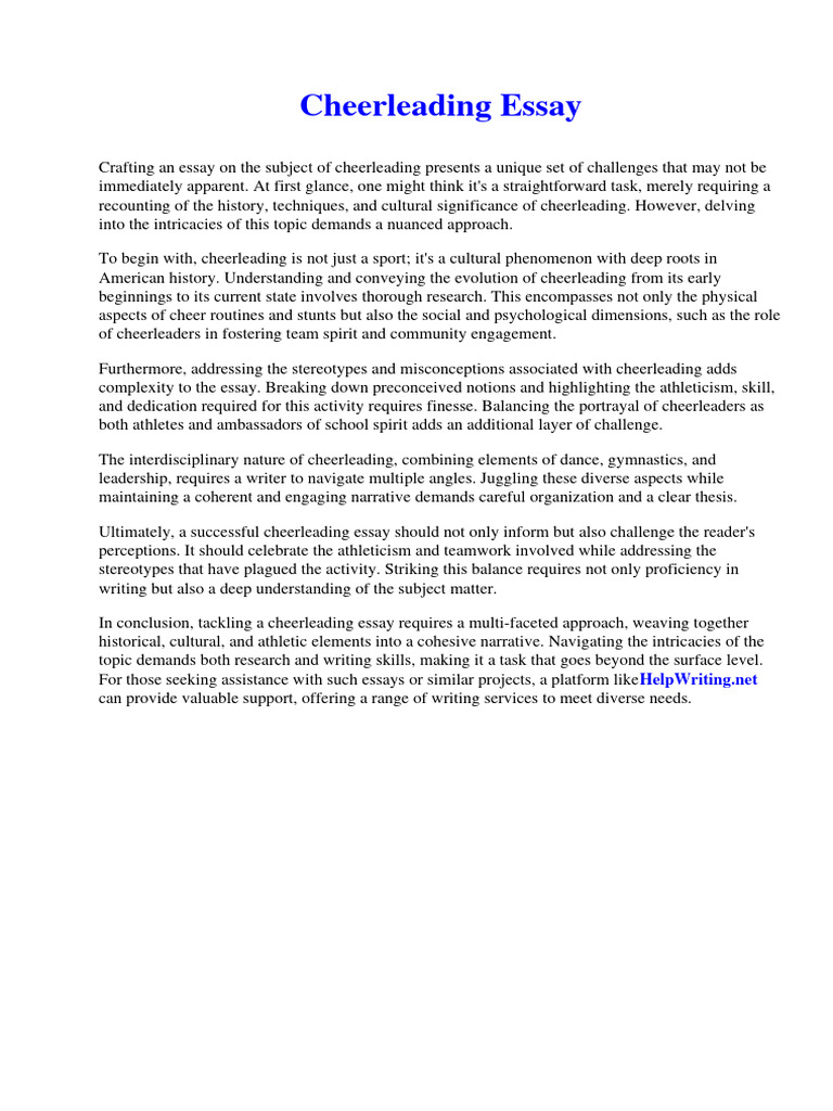 Cheerleading Essay | PDF | Starbucks | Psychology