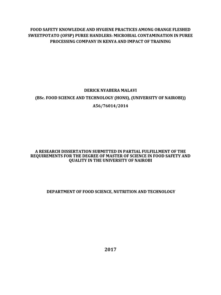 Malavi - Food Safety Knowledge and Hygiene Practices Among Orange ...