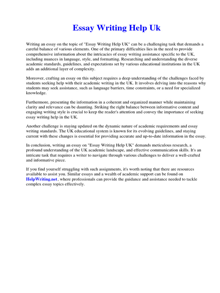 Essay Writing Help Uk | PDF